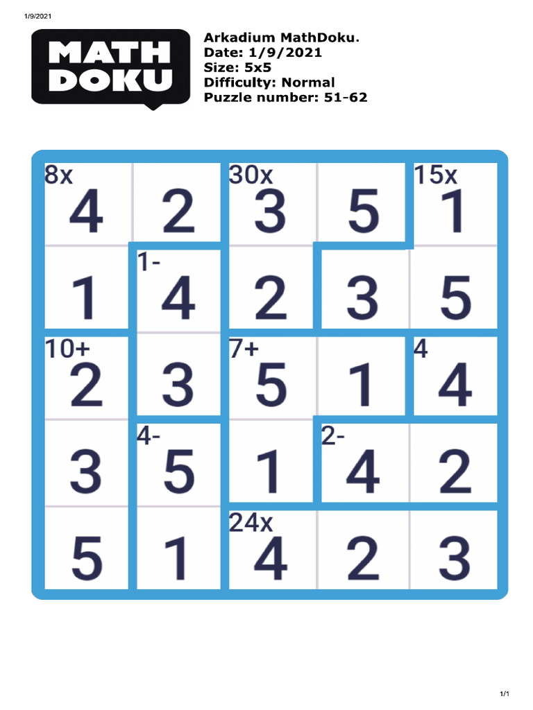 MathDoku 2 Normal Sol | PDF