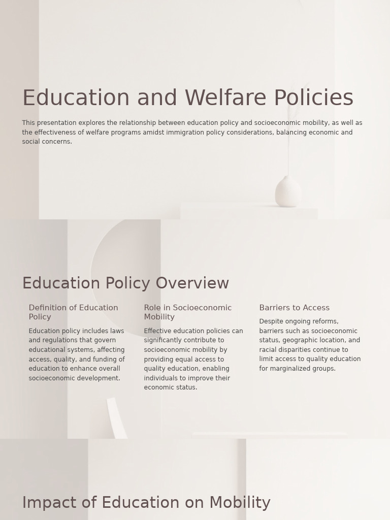 Education and Welfare's Role in Mobility | PDF | Immigration | Policy