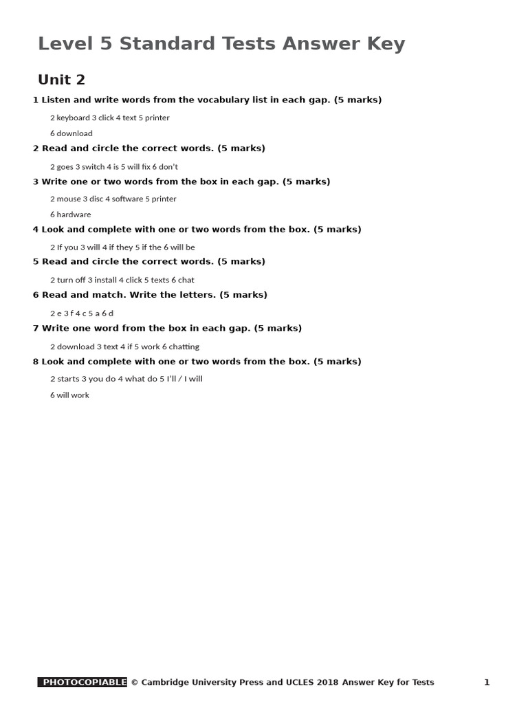 PEC L5 Unit 2 - Standard - AK | PDF