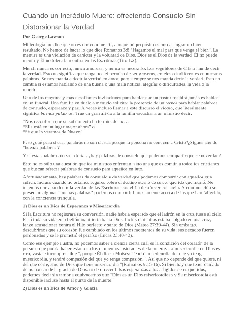 Cuando Un Incrédulo Muere Steve Lawson | PDF | Dios | Verdad