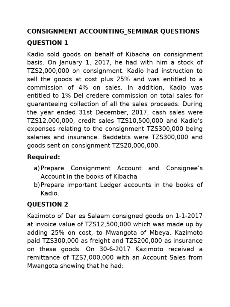 Consignment Tutorial Questions_2021 | PDF | Business