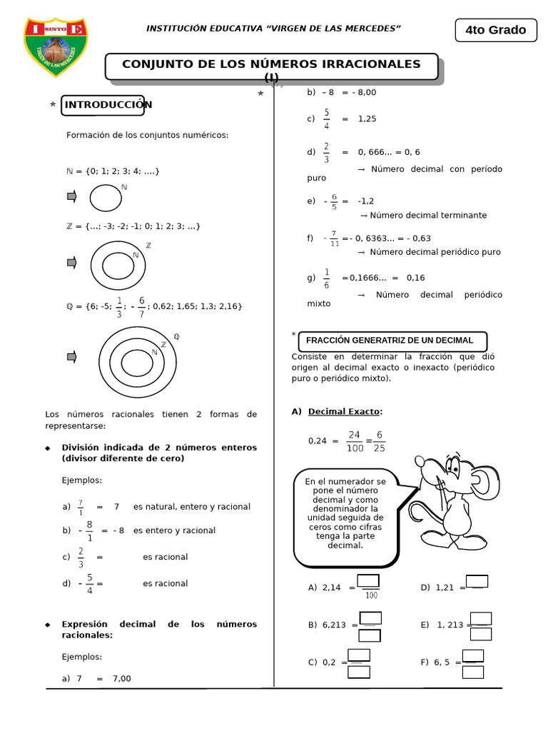 3er. Año - ARIT - Guía 1 - Conjunto de Los Números Irracional | PDF ...