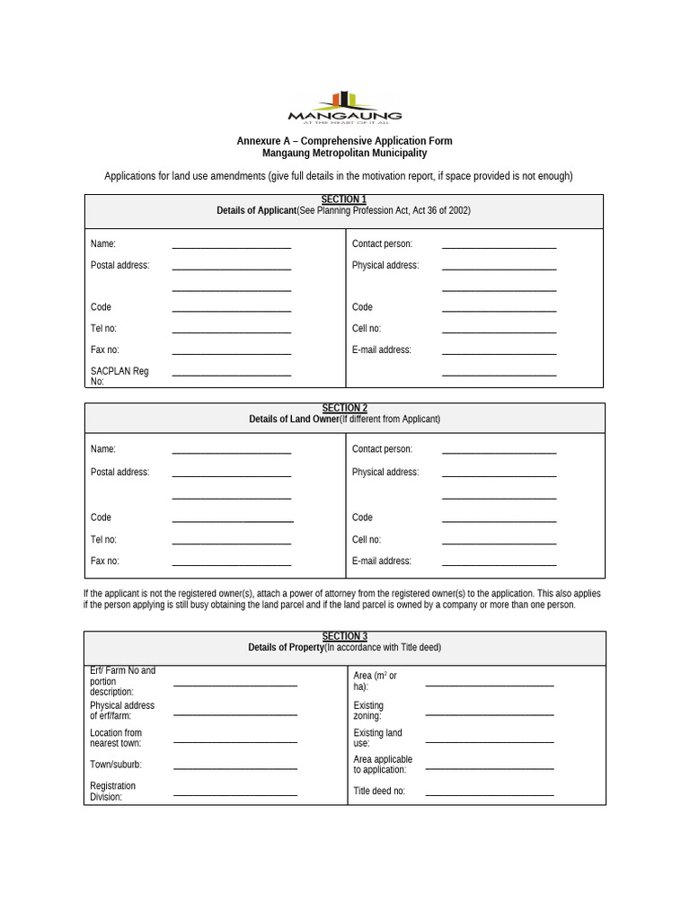 Land Use Application Form 2015 | PDF | Zoning