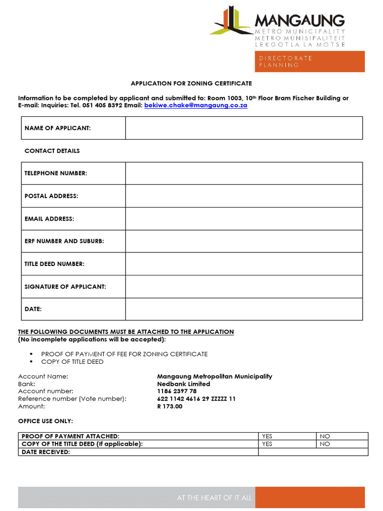 Zoning Certificate Application Form | PDF