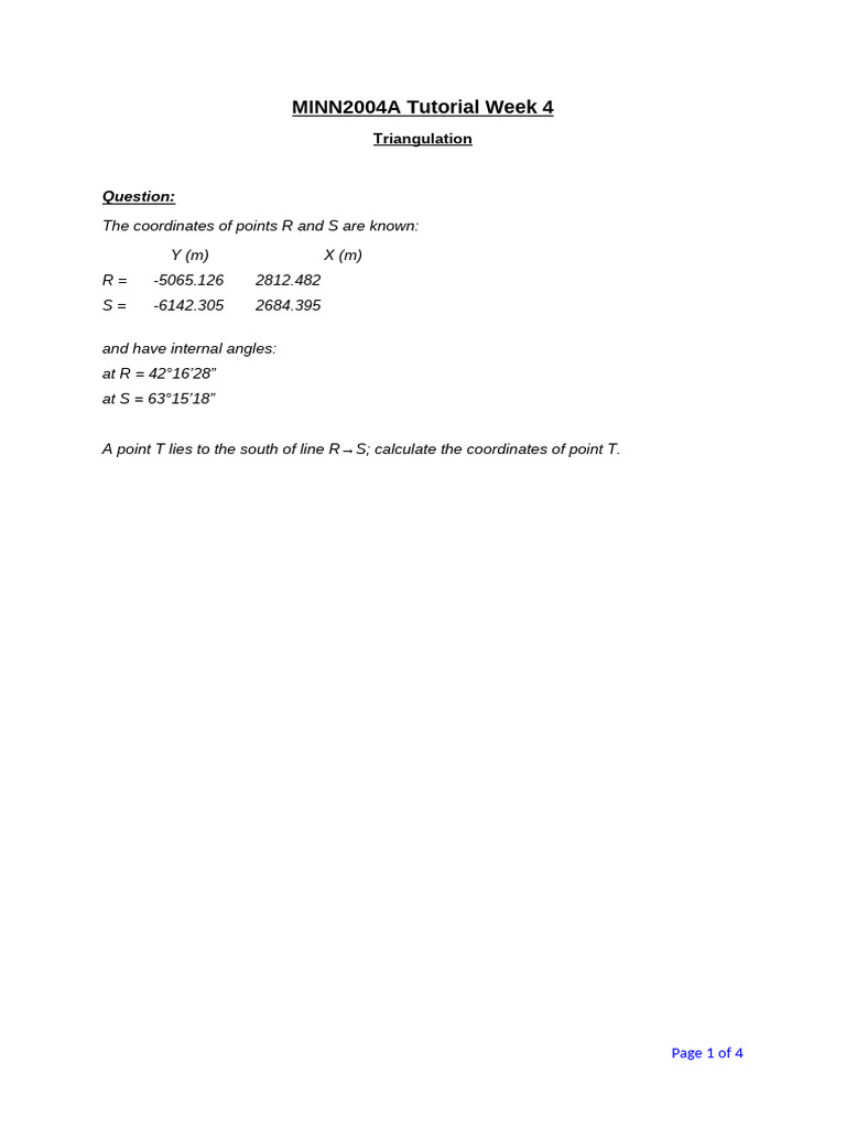 Triangulation and Trilateration - Week 4 Tutorials - Triangulation Answer 02 | PDF | Angle ...