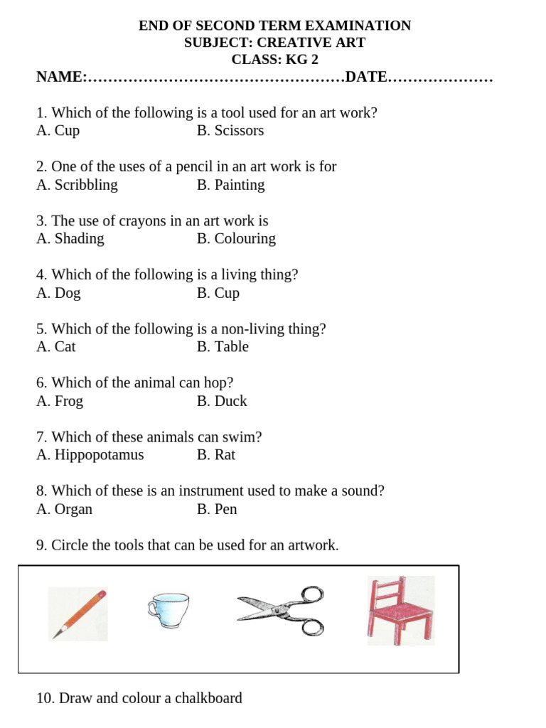 KG2 Second Term Exam Questions | PDF
