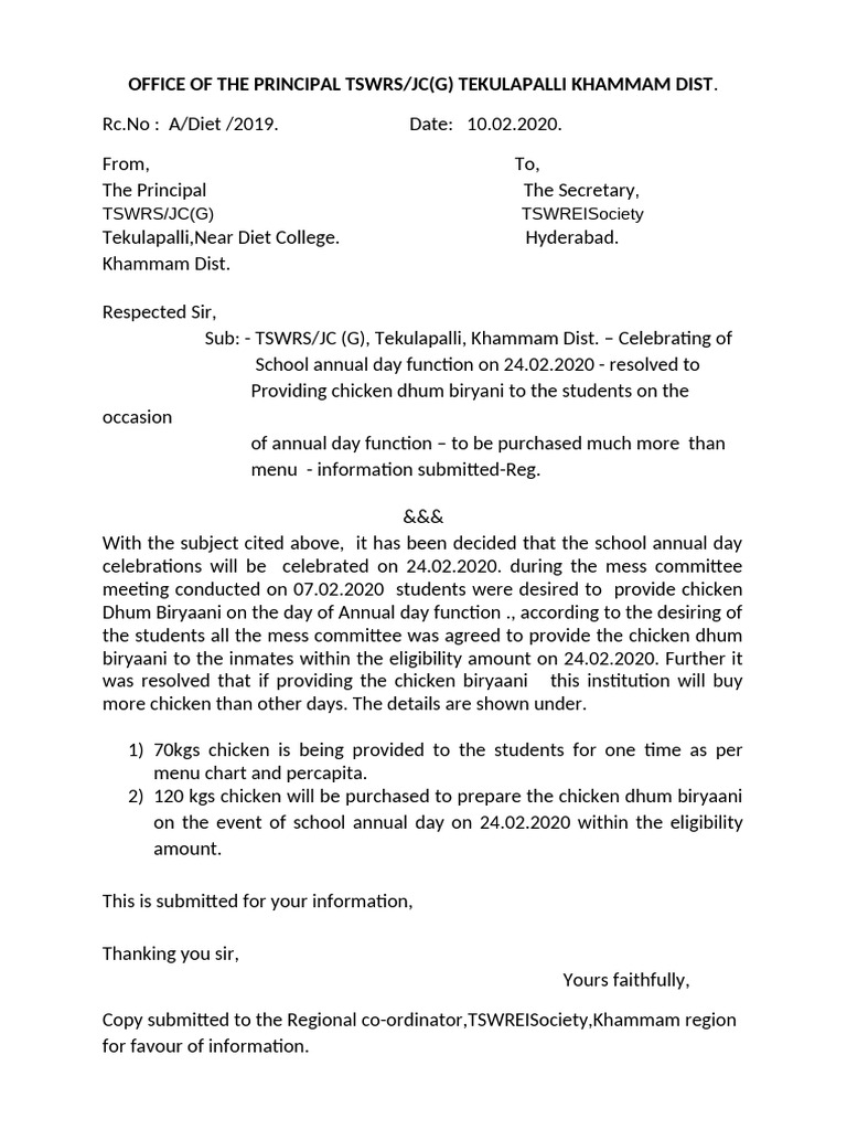 Annual Day Celebration Plans at TSWRS Tekulapalli | PDF