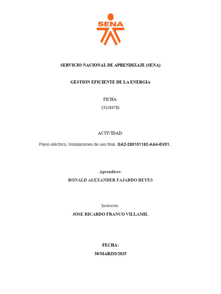 Plano Eléctrico. Instalaciones de Uso Final. GA2-280101182-AA4-EV01. | PDF