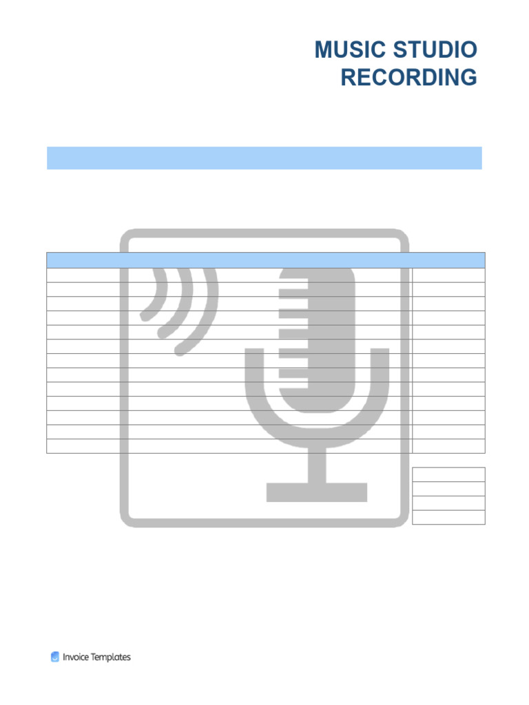 Music Studio Recording Invoice Template | PDF