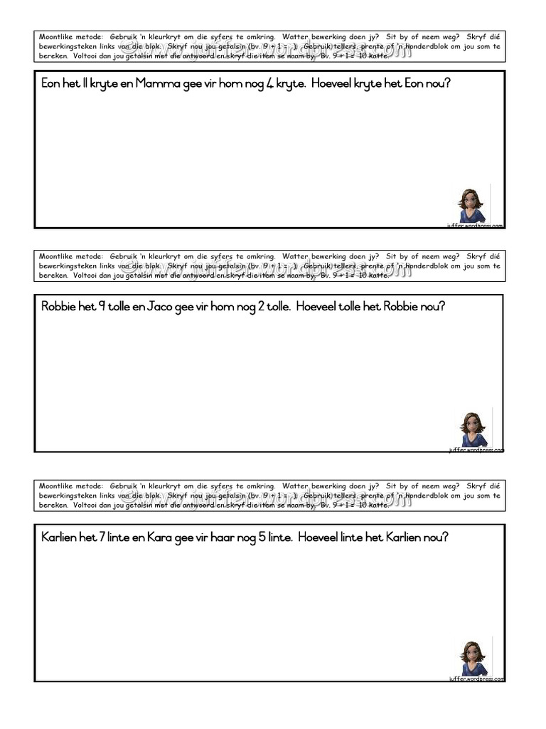 Woordsom Optelling 1 20 | PDF