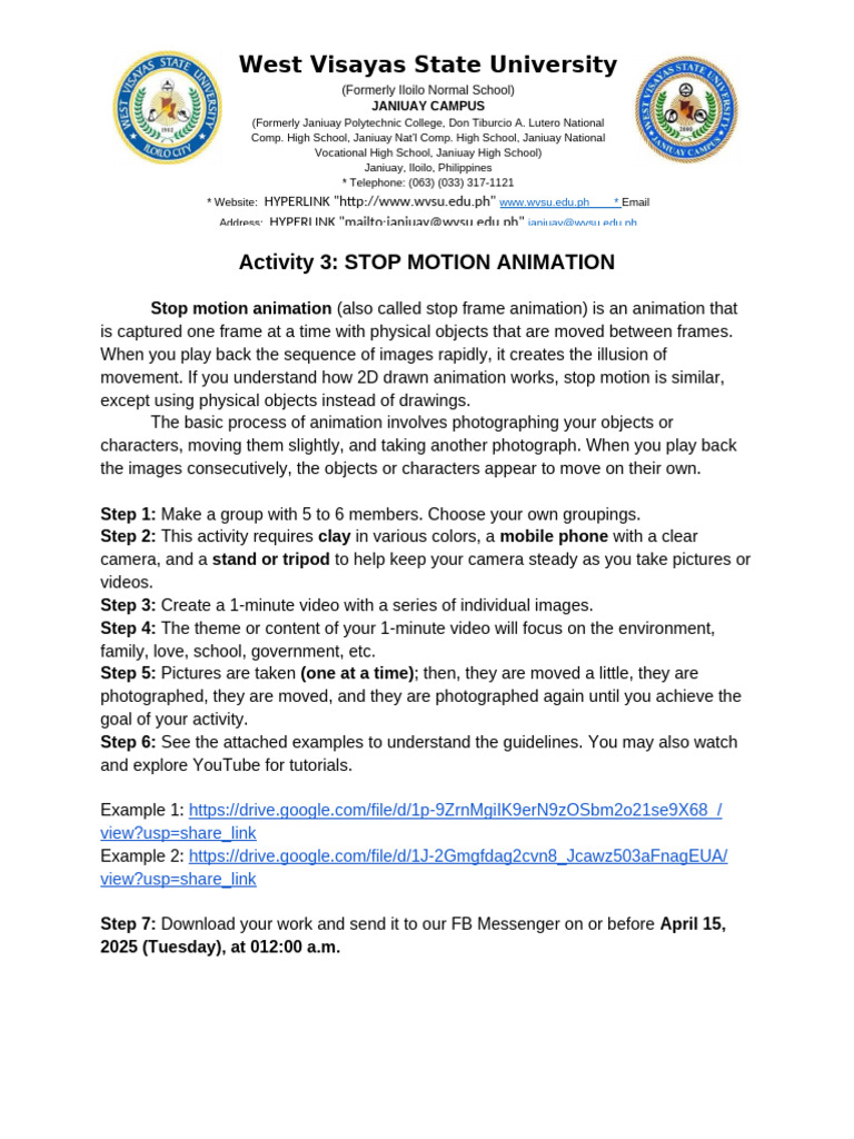 Activity 3 - STOP MOTION ANIMATION | PDF