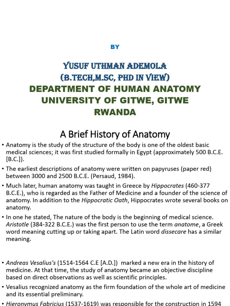 Introduction to Human Anatomy Overview | PDF | Anatomical Terms Of ...