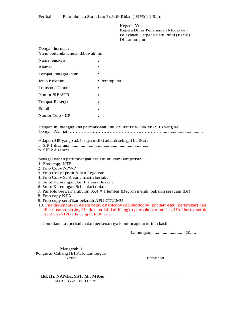 File Permohonan Sipb 1 (Ibi) | PDF