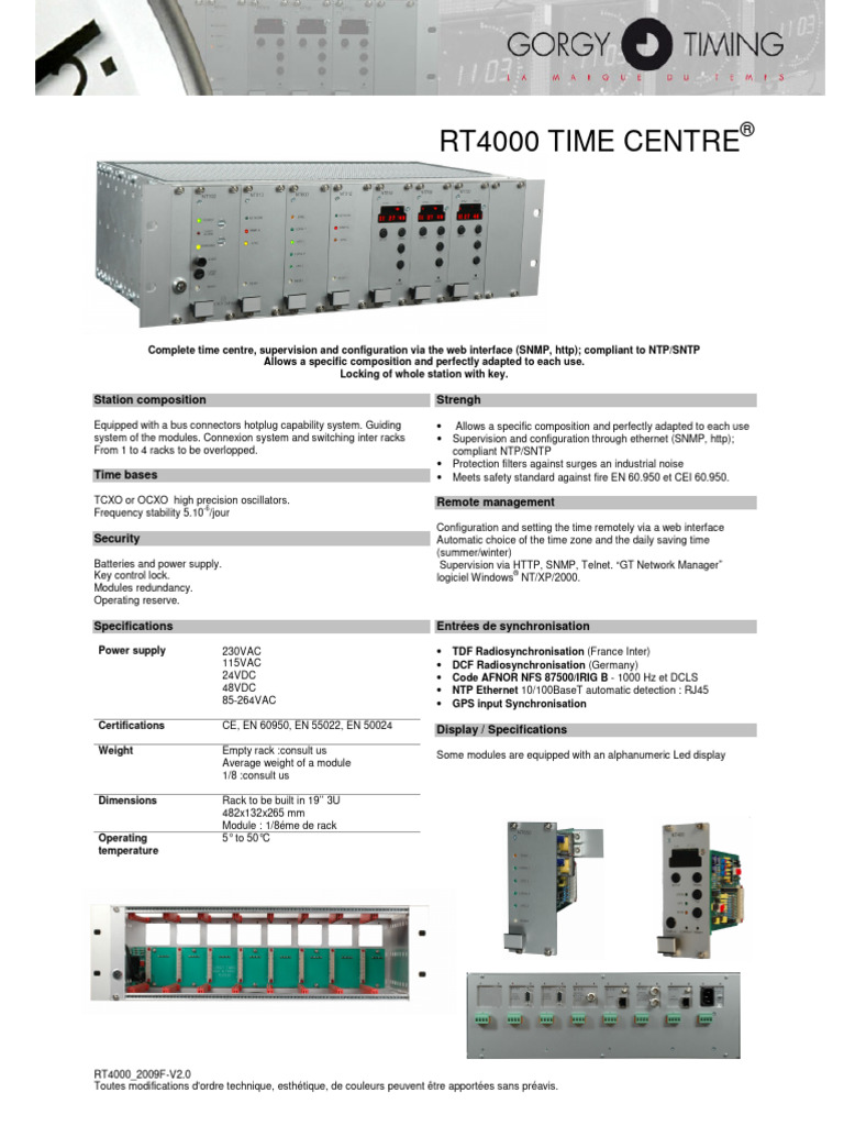 Rt4000 Time Centre: Station Composition Strengh | PDF | Power Supply ...