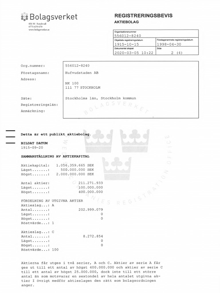 Registreringsbevis 556012 8240 Per 2020 03 05 | PDF