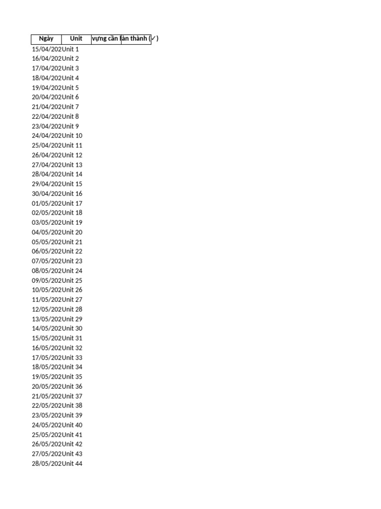 Lich Hoc Tu Vung EGIU | PDF