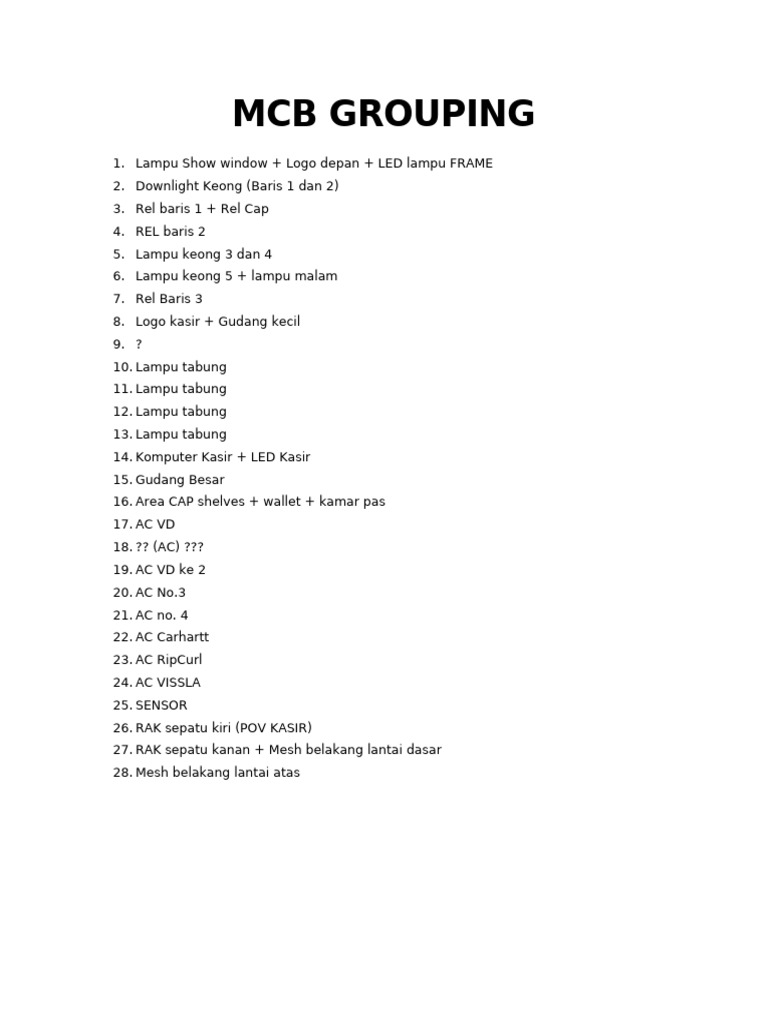 Panduan MCB Grouping | PDF