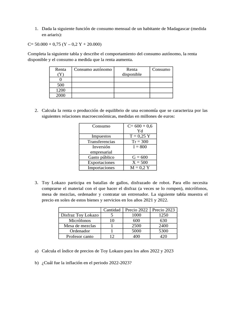Actividades Finales Tema 7 | PDF | Consumo (economía) | Macroeconómica