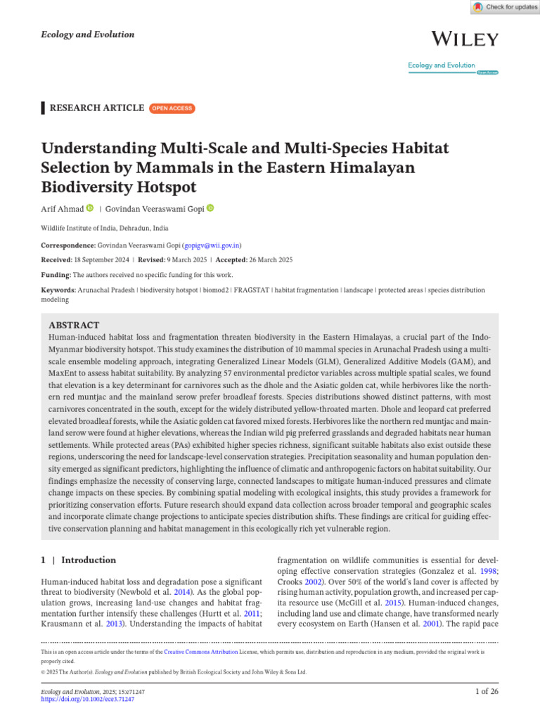 Ecology and Evolution - 2025 - Ahmad - Understanding Multi Scale and ...