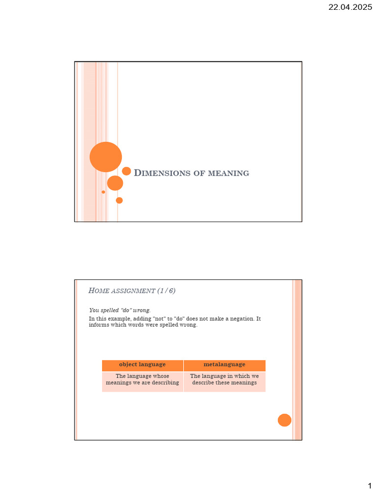 Semantics - Dimensions of Meaning | PDF | Semantics | Proposition