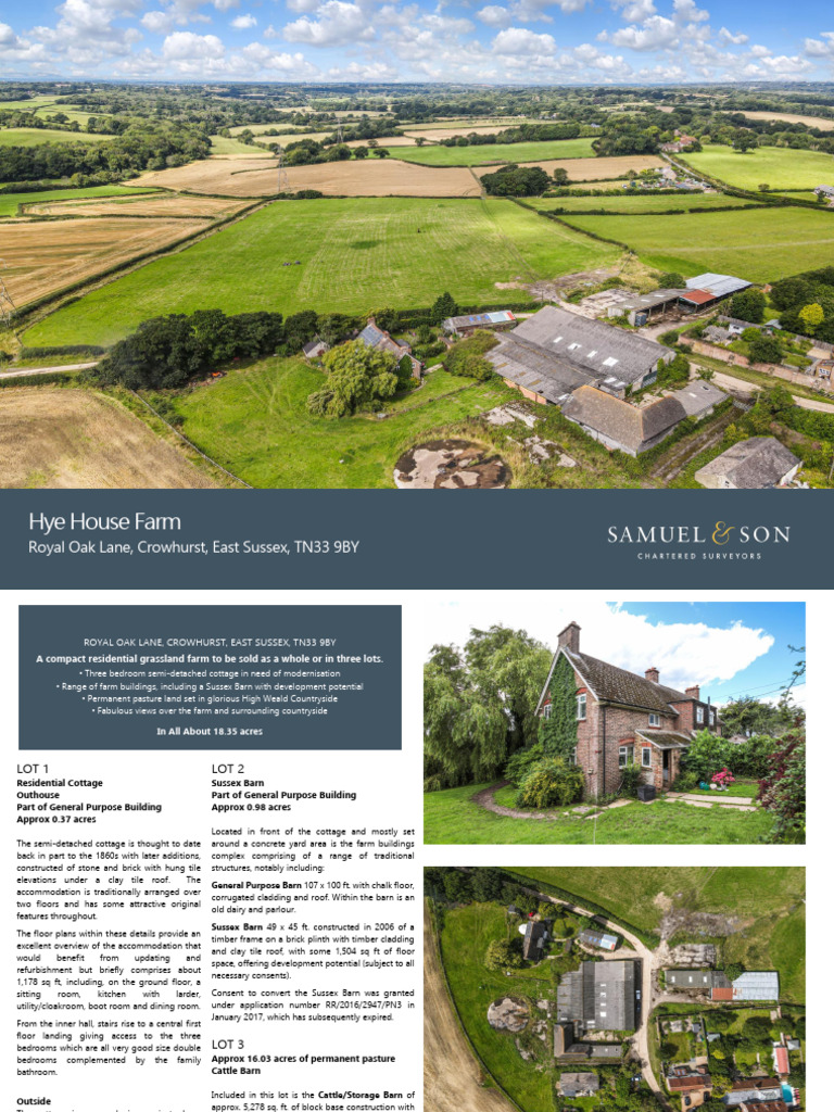 Hye House Farm Crowhurst Brochure | PDF | Barn