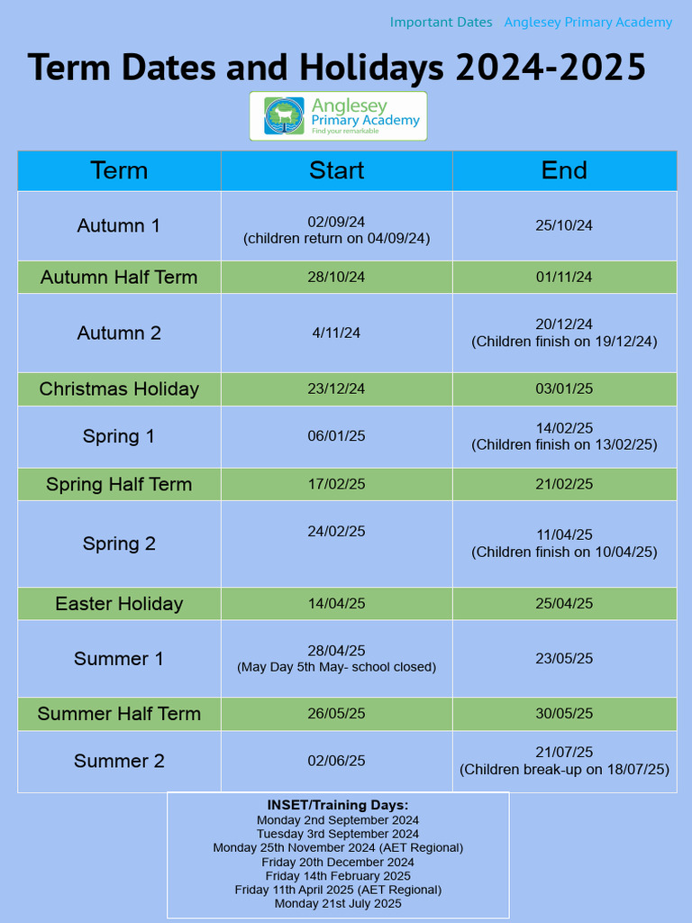 Ang Term Dates 2024-25 | PDF