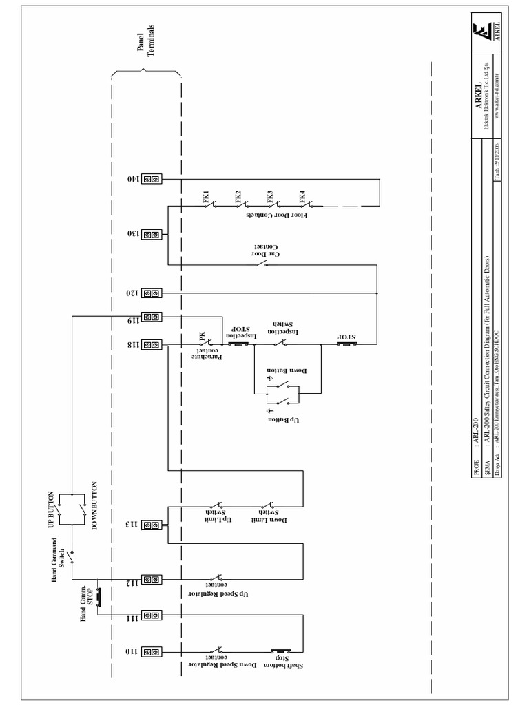 ARL-200 Safety Circuit Connection Diagram (For Full Automatic Doors) | PDF