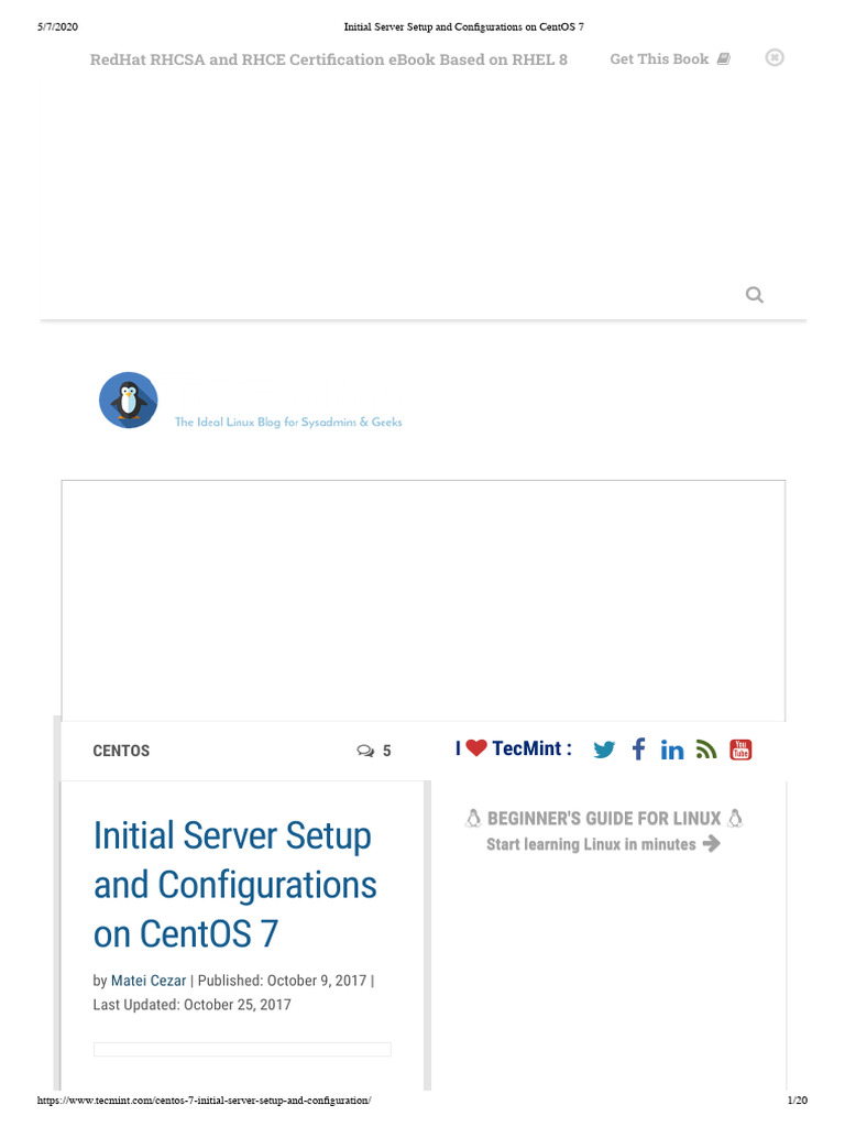 Initial Server Setup and Configurations on CentOS 7 | PDF | Network Socket | Secure Shell