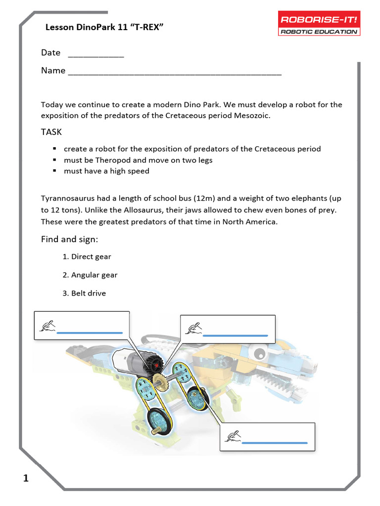 T-Rex Activity Sheet | PDF