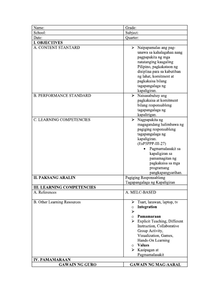 Lesson Plan Is Esp | PDF