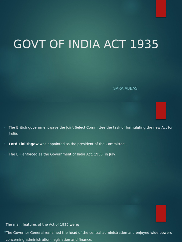 Government of India Act 1935 Overview | PDF | British Raj | Muhammad ...
