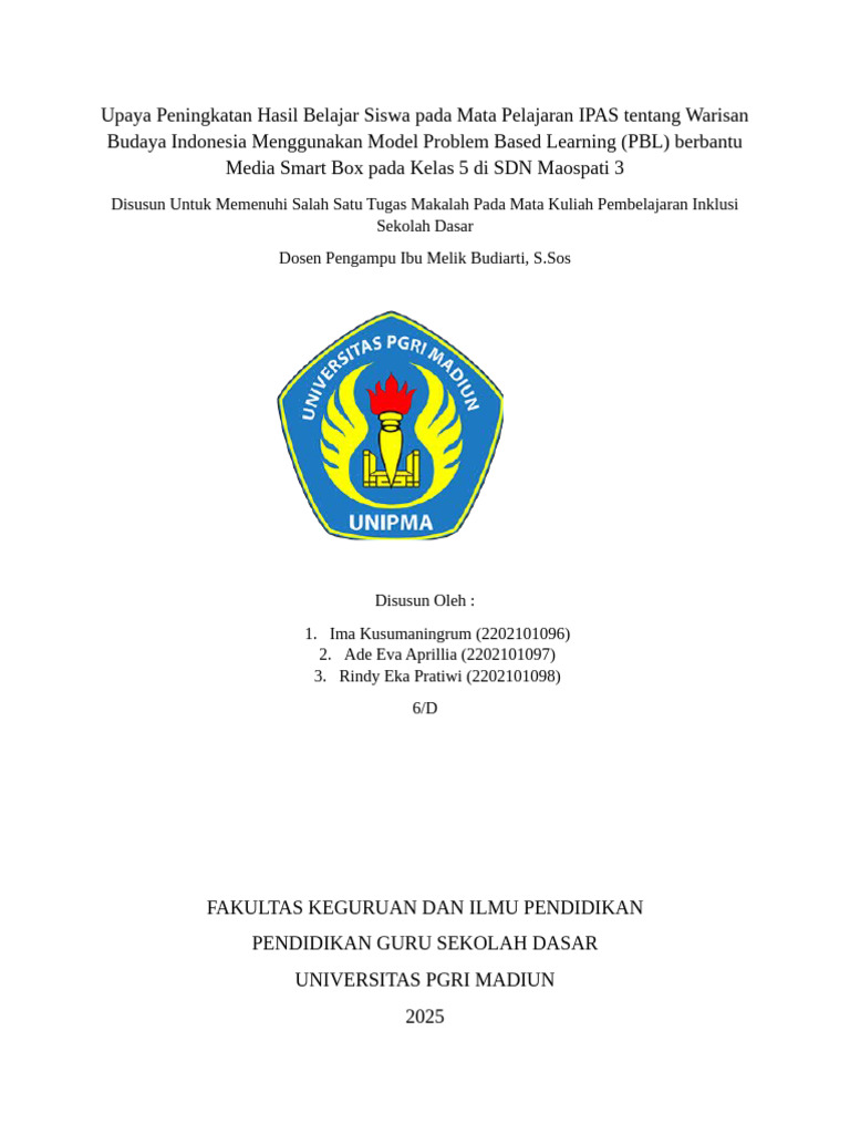 Upaya Peningkatan Hasil Belajar Siswa Pada Mata Pelajaran IPAS Tentang ...