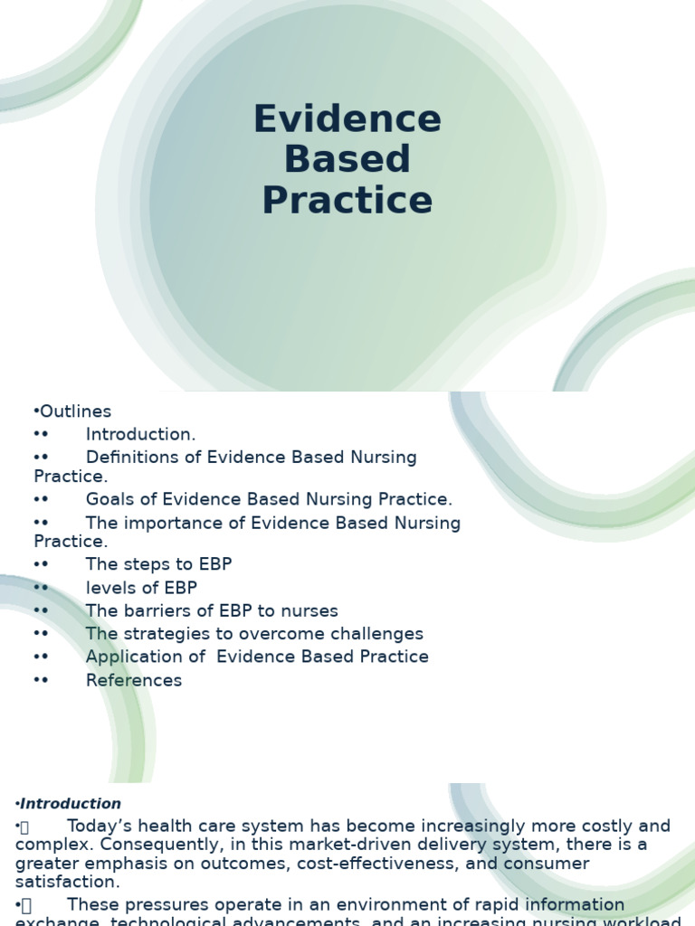 Evidence-Based Nursing Practice Overview | PDF | Nursing | Evidence ...