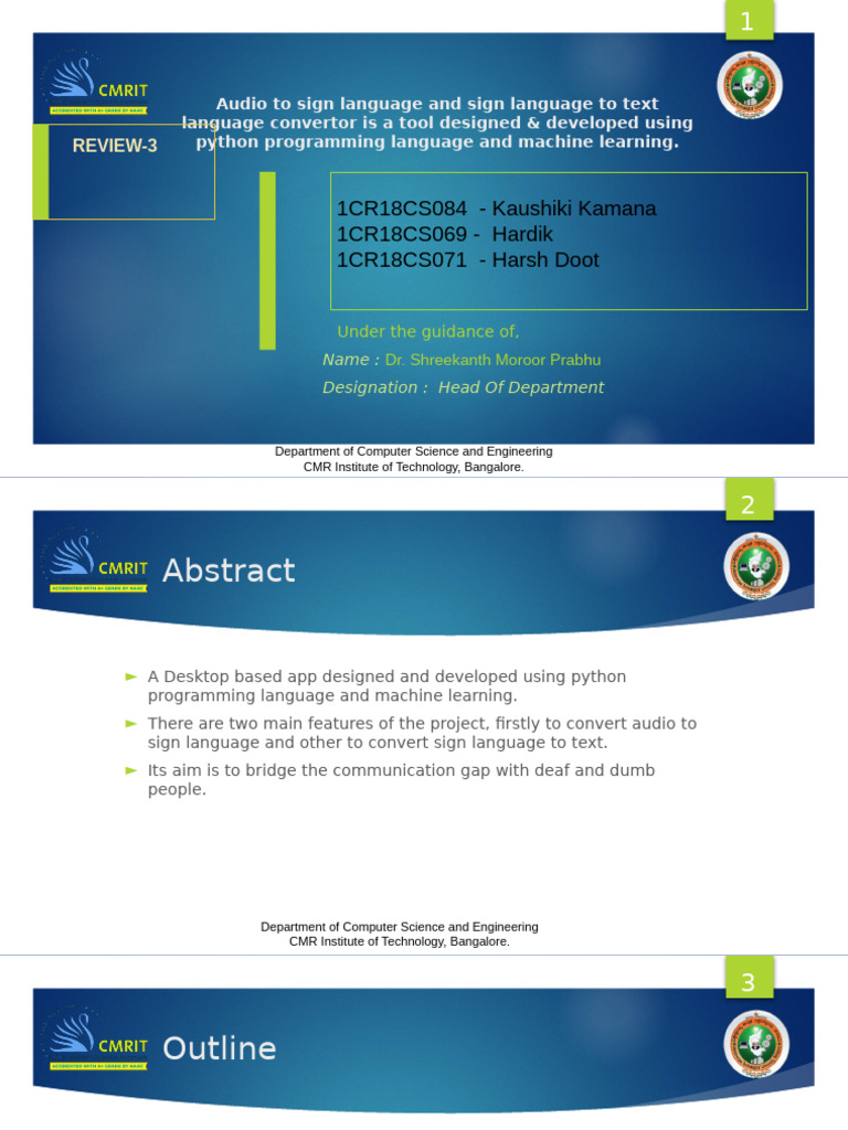 18CSP77 Project Phase 2 - Review 3 (Team 70) (!) | PDF | Sign Language | Machine Learning