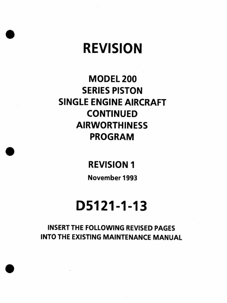 Revision: Model 200 Series Piston Single Engine Aircraft Continued ...