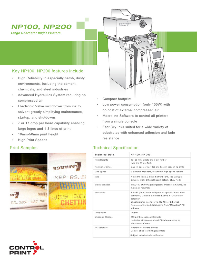 NP100 and NP200 Printer Features | PDF