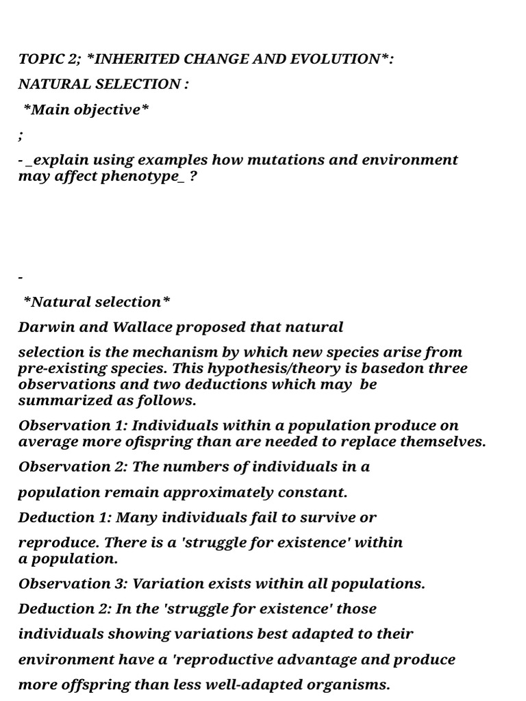 Natural selection Notes @27 | PDF | Natural Selection | Biology