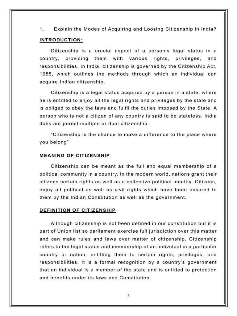 Constitution Assignment Modified | PDF | Naturalization | Citizenship