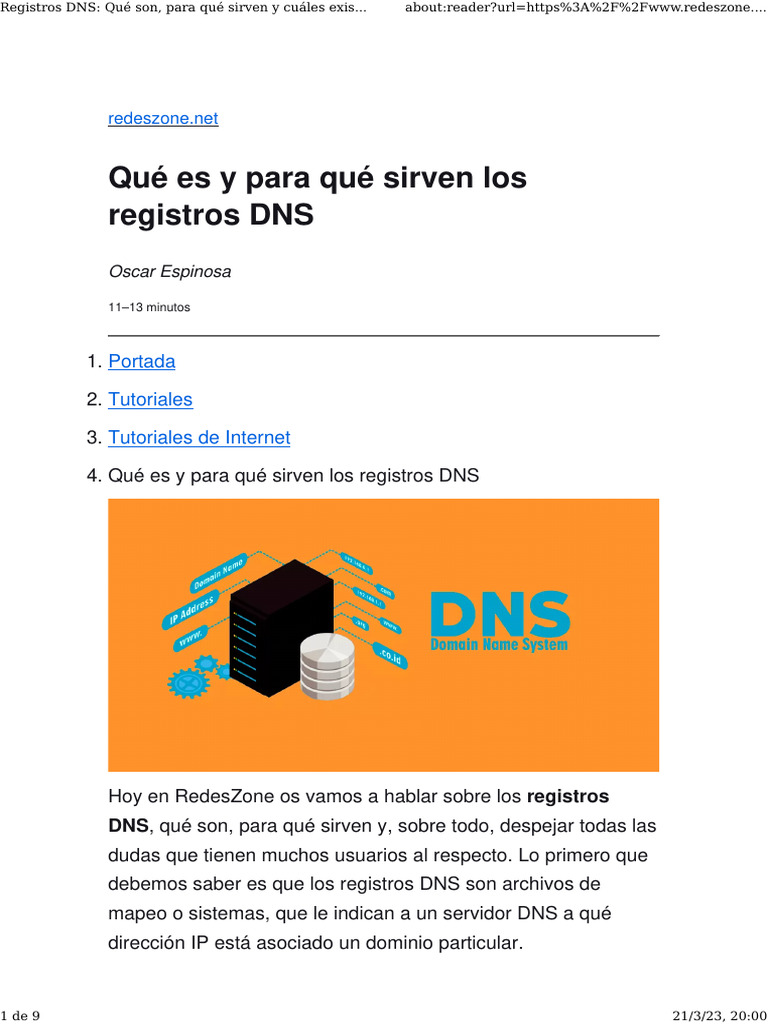 Guía sobre registros DNS y su función | PDF | sistema de nombres de ...
