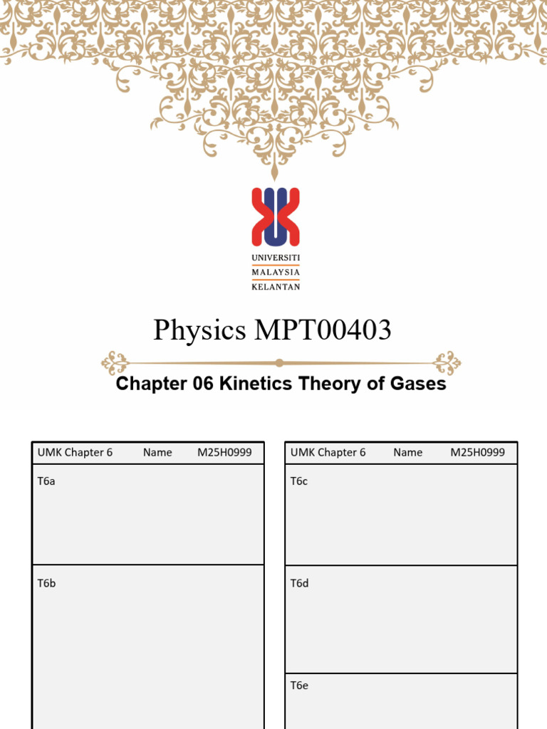 Chapter 06 Kinetics Theory Of Gases Pdf Gases Mole Unit