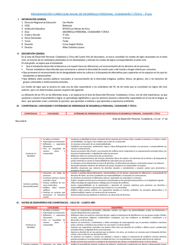 Programacion. Cuarto. DPCC | PDF | Enseñando | Aprendizaje