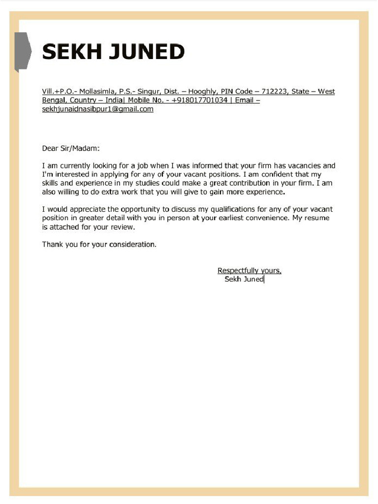 cover letter f | PDF