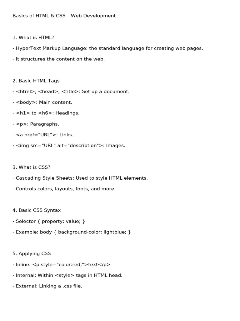 Basics of HTML & Css | PDF
