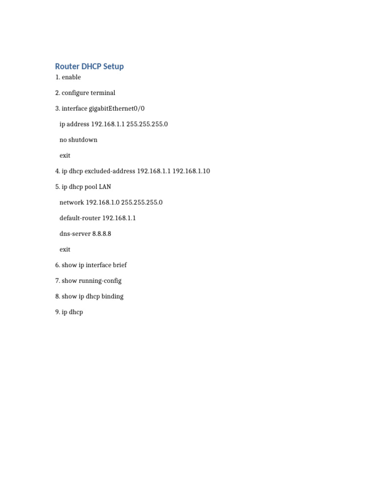 Router DHCP Configuration Guide | PDF