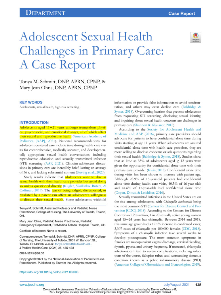 Adolescent Sexual Health | PDF | Sexually Transmitted Infection | Medical Specialties