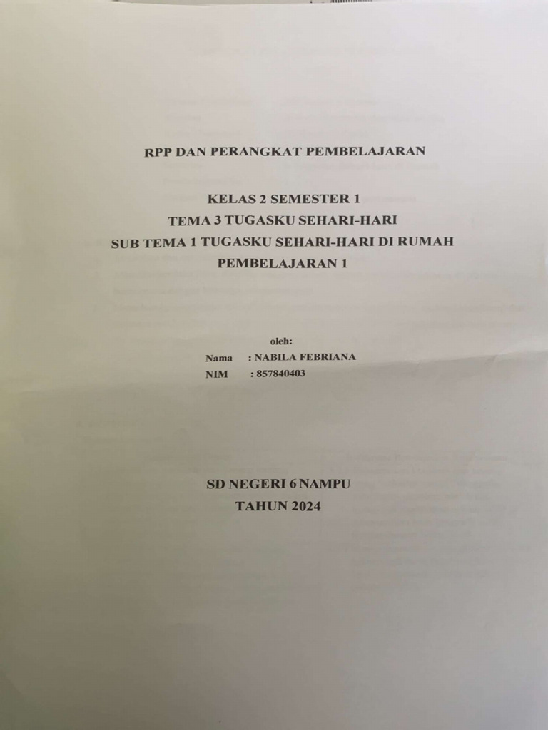 RPP PEMBELAJARAN TERPADU - 857840403 - Nabil - Compressed | PDF