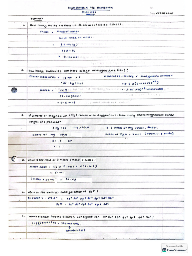 Chemistry Tutorial 2 M25H1972 | PDF