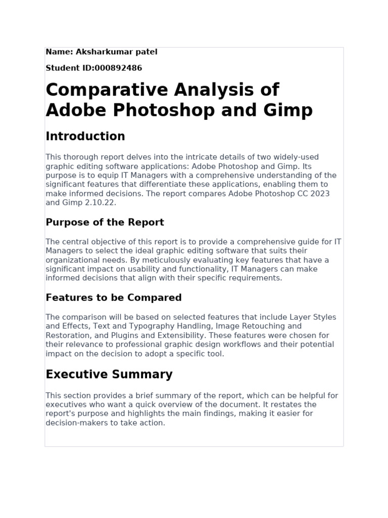 Adobe Photoshop vs Gimp: A Comparison Guide | PDF | Adobe Photoshop ...