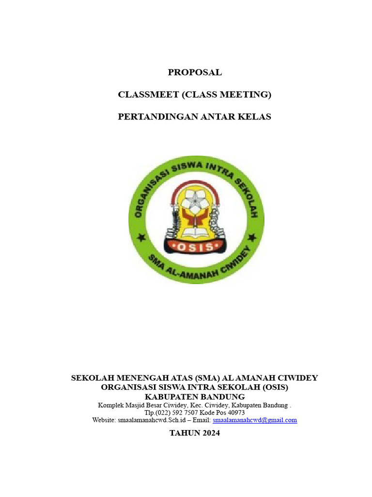 Proposal Pertandingan Classmeet SMA Al Amanah | PDF