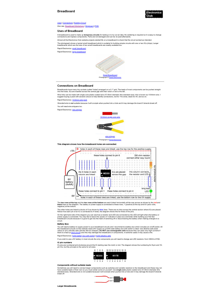 Beginner Breadboard Project Guide | PDF | Manufactured Goods ...